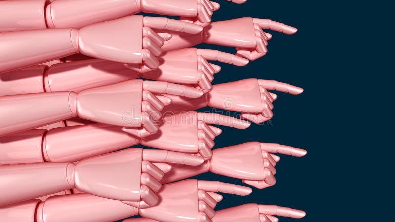 Many Plastic Hands Showing on Something 3D Render Stock Illustration ...