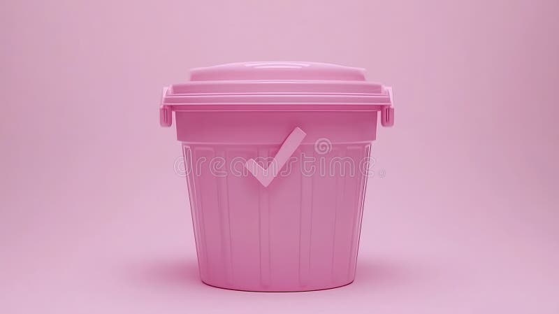 Pink Recycling Bin 3D Render Checkmark Minimalist Pastel Clean Stock ...