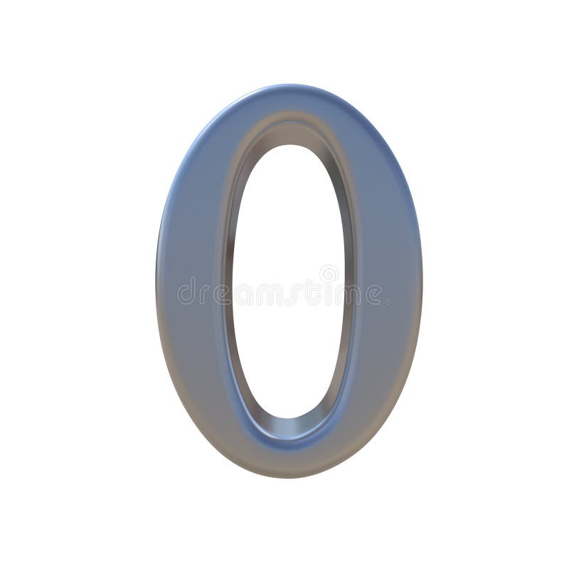 Silver Number 0 Isolated on White Stock Illustration - Illustration of ...