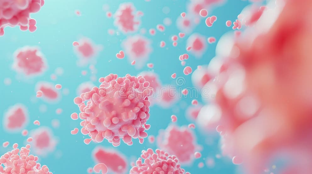 Pink Organic Cell Clusters Bright Blue Environment High-resolution 3D ...