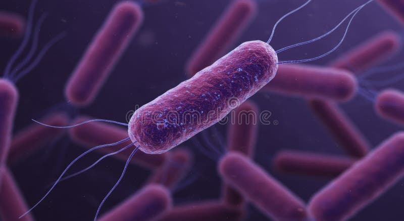 Microscopic View of a Single Flagellated Bacteria among Others ...