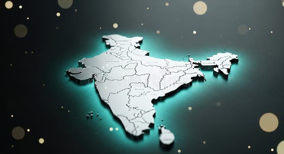 3D Metallic Map of India with State Boundaries Stock Illustration - Illustration of bokeh ...
