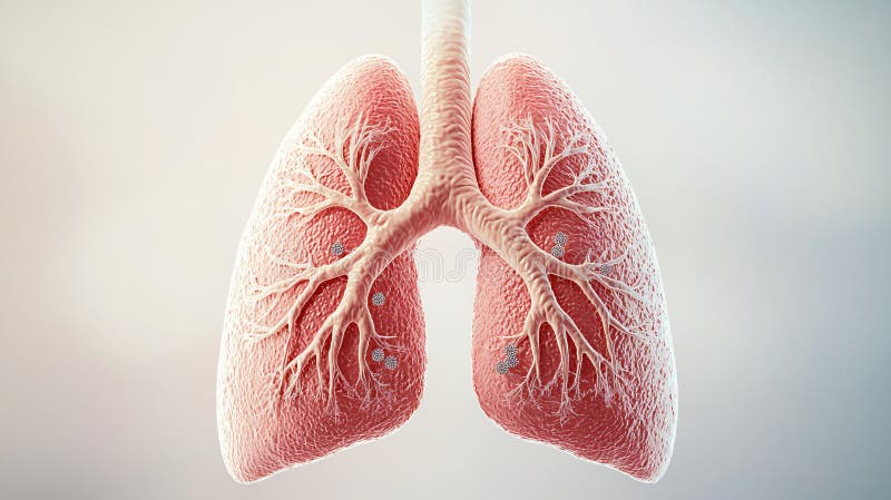 Detailed 3D Medical Illustration of Human Lungs with Bronchial Tree and ...