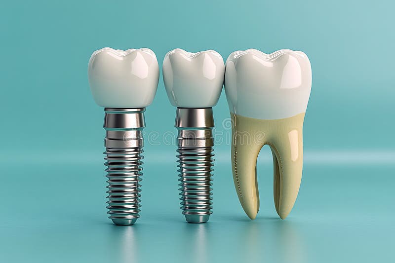 Dental Implants and Crowns 3D Model of Tooth Restoration Procedure ...