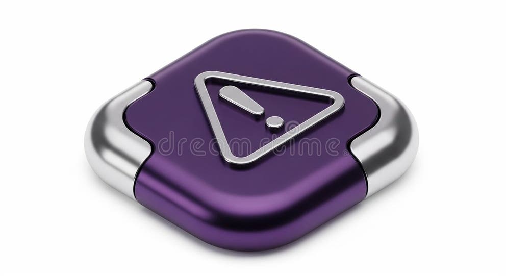3D Render of a Purple and Silver Warning Button Stock Illustration ...