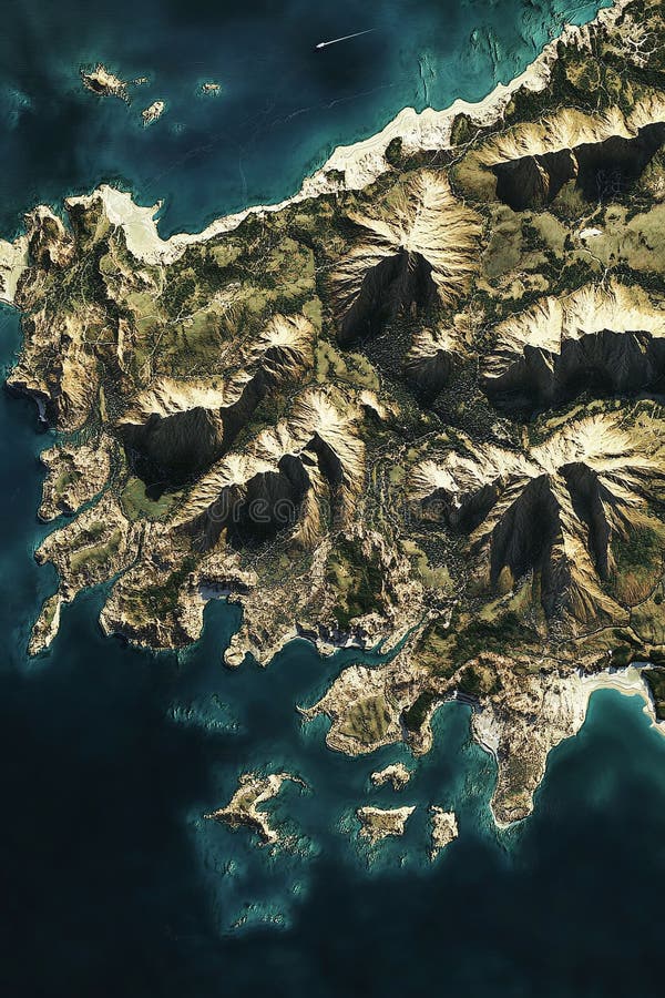 High-resolution 3D Satellite Map of a Coastal Escarpment Showcasing ...