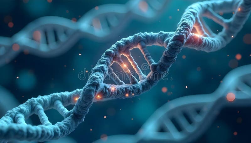 High-Resolution 3D Scientific Visualization of Blue DNA Double Helix in ...