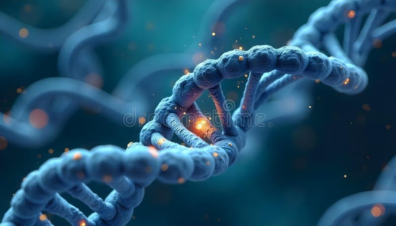 High-Resolution 3D Scientific Visualization of Blue DNA Double Helix in ...