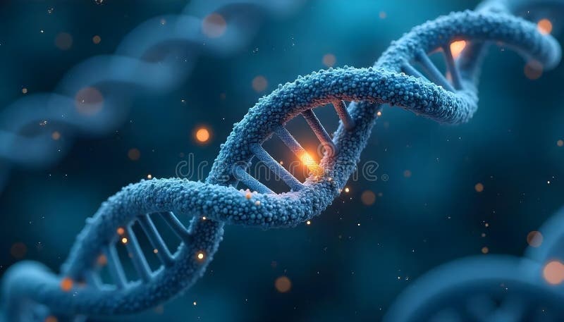 High-Resolution 3D Scientific Visualization of Blue DNA Double Helix in ...