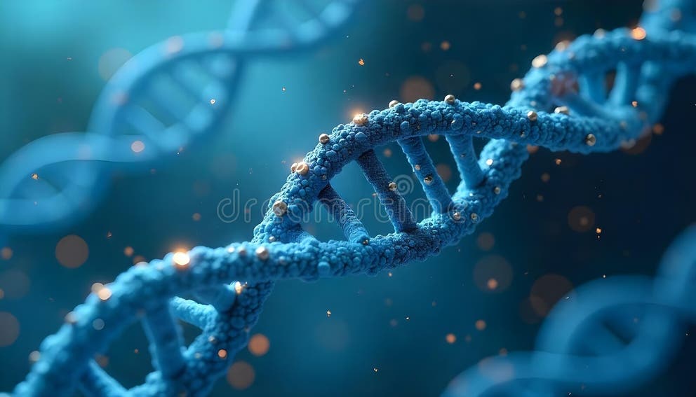 High-Resolution 3D Scientific Visualization of Blue DNA Double Helix in ...