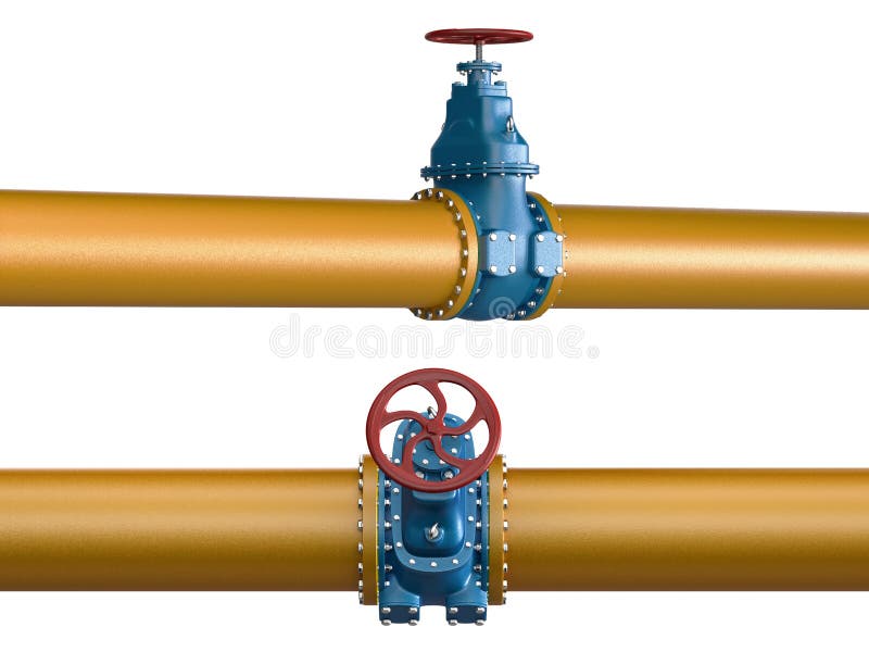 High Resolution 3D Industrial Blue Pipeline Valve with on White ...