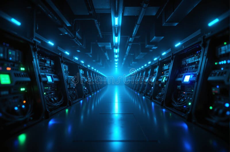 A High-resolution Data Center Scene Featuring Flickering Network Lights ...
