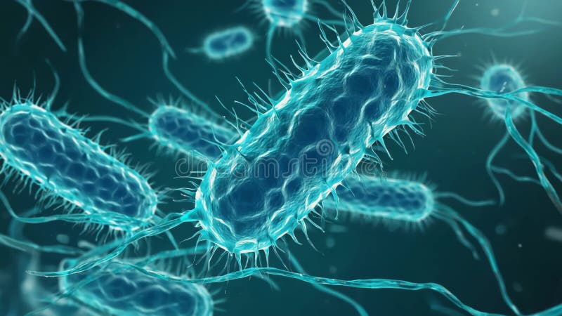 Microscopic View of Blue Bacteria Cells for Scientific Research and ...