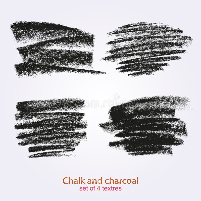 Set of Grunge Texture Created with Chalk and Charcoal. Vector Brush ...