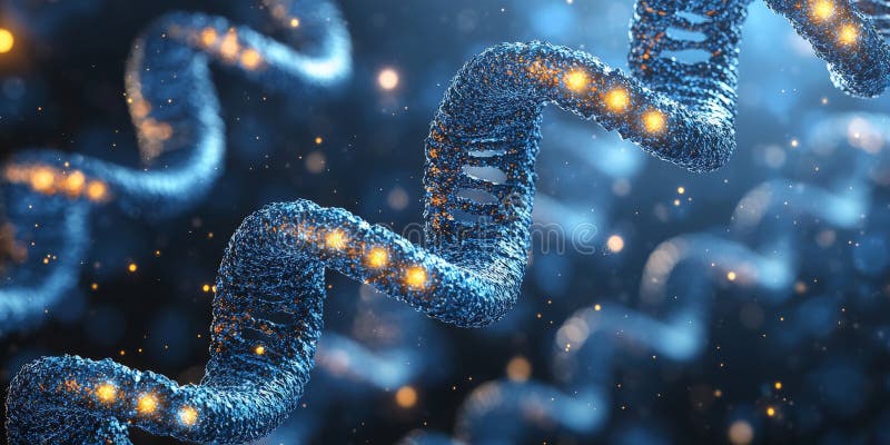 High Resolution Digital Dna Strand in Fluid Particle Motion Symbolizing ...