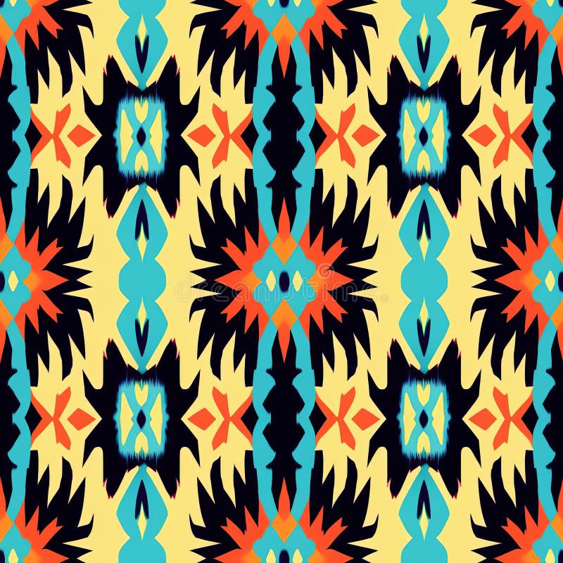 High Resolution Digital Ikat Patterns with Symmetrical Designs Stock ...