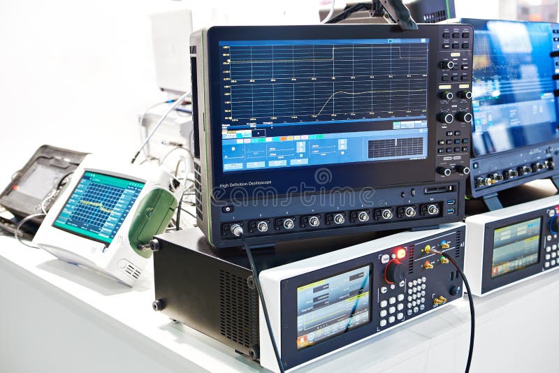 High-resolution Digital Oscilloscope and Electronic Devices Stock Image ...