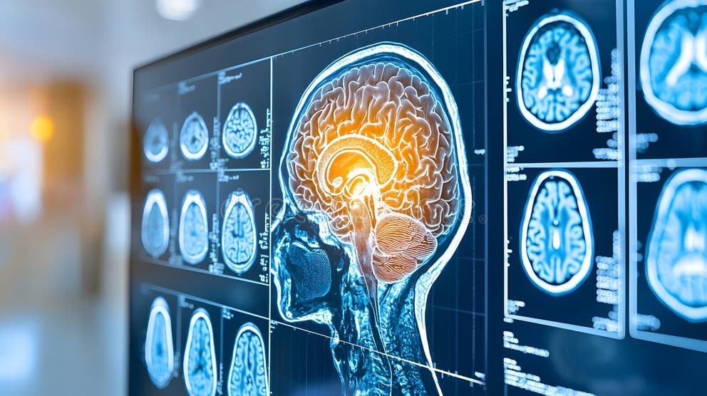 Detailed Digital MRI Scan of the Human Brain Stock Illustration ...