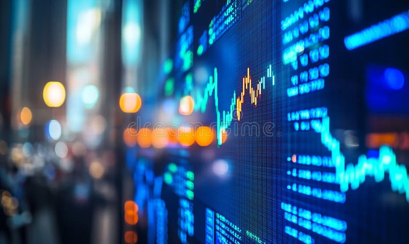 A High-resolution Digital Screen Displaying Real-time Stock Market Data ...