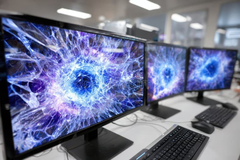 High-resolution Digital Screens Displaying Abstract Blue and Purple ...