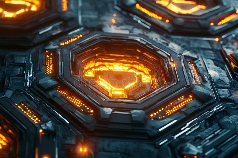 High-resolution Digital Technology Visuals with Layered Hexagons ...