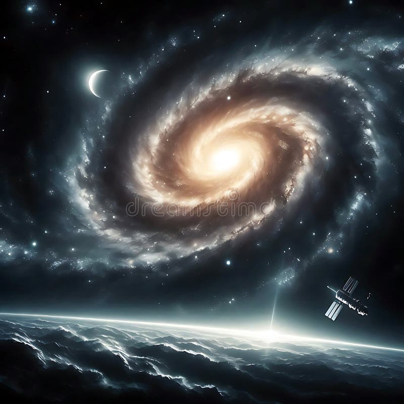 High-resolution, Digitally Rendered Image of a Spiral Galaxy with a ...