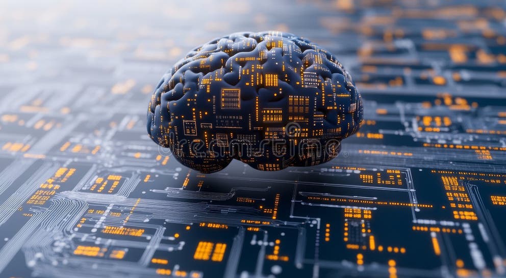 High-resolution 300 DPI Image of a Futuristic AI Brain and Neural ...