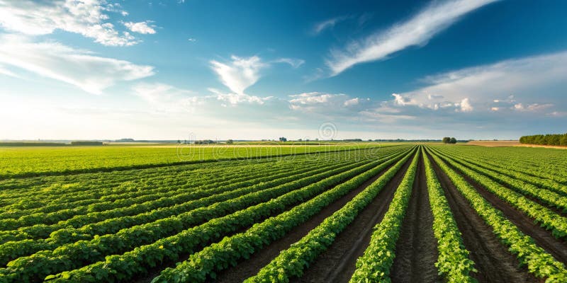 High Resolution Farm Rows and Sky Stock Illustration - Illustration of ...