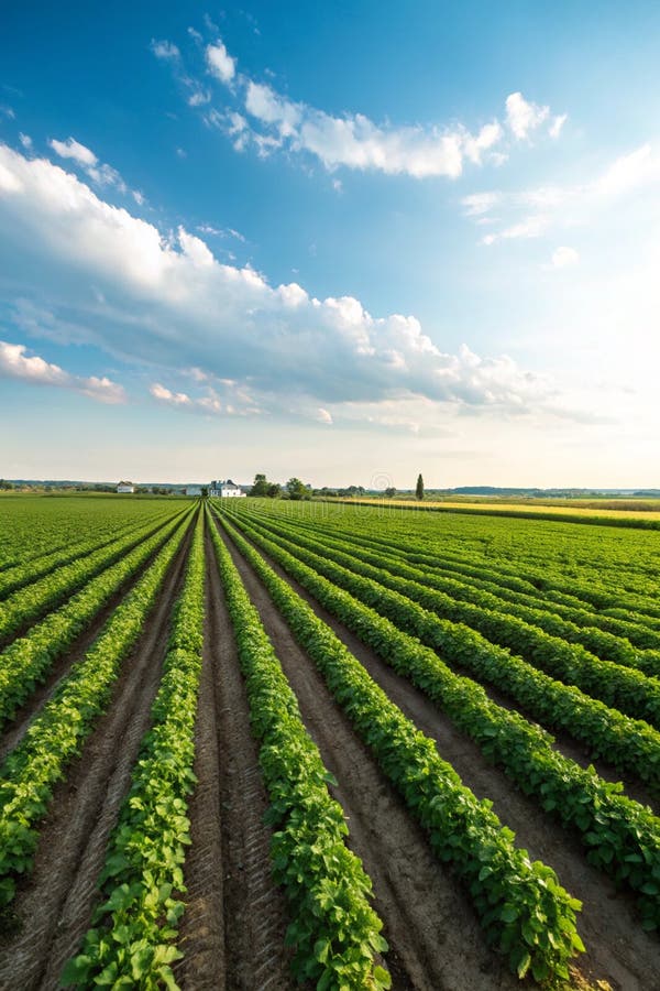 High Resolution Farm Rows and Sky Stock Illustration - Illustration of ...
