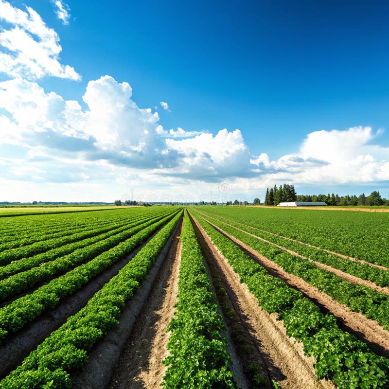 High Resolution Farm Rows and Sky Stock Illustration - Illustration of ...