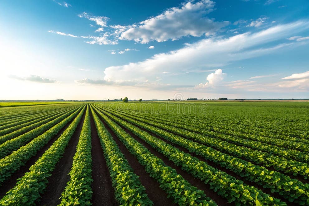 High Resolution Farm Rows and Sky Stock Illustration - Illustration of ...