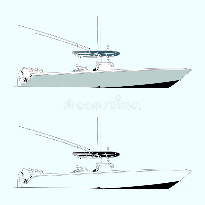 High-resolution Fishing Boat Illustration in Two Variants Stock Vector ...