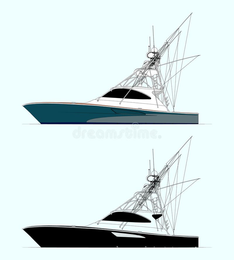 High-resolution Fishing Boat Illustration in Two Variants Stock Vector ...