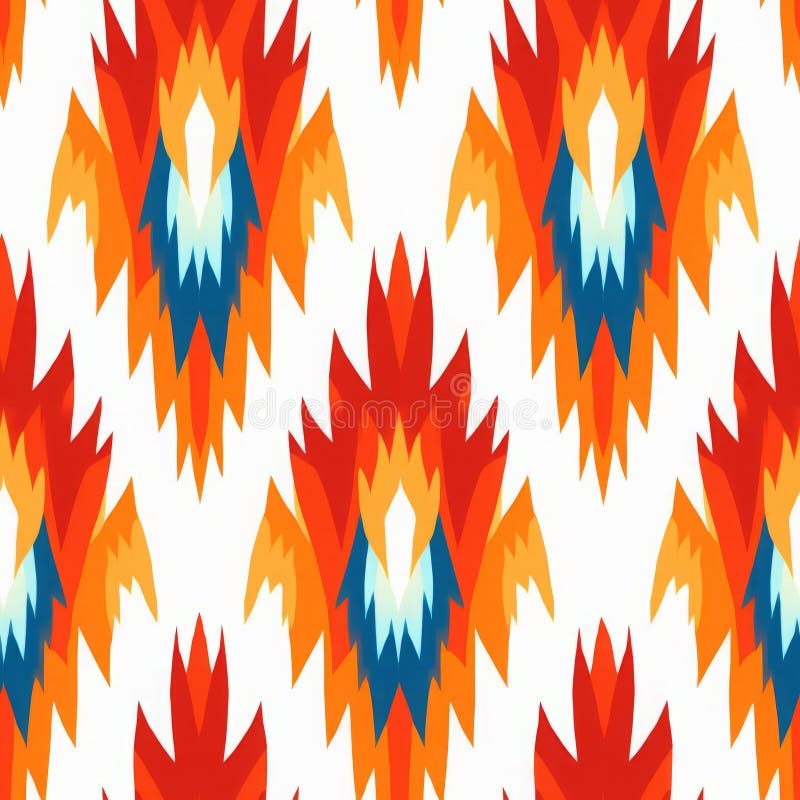 High Resolution Flame Ikat Pattern with Symmetrical Design Stock ...
