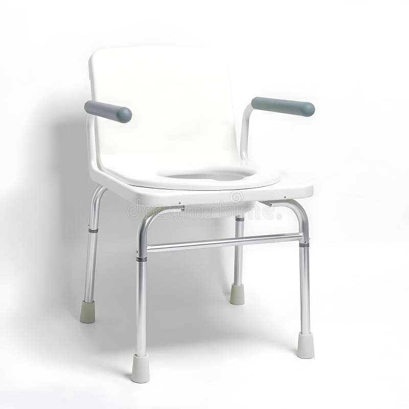 A Hospital Commode Chair with Adjustable Legs Placed on a Clean White ...