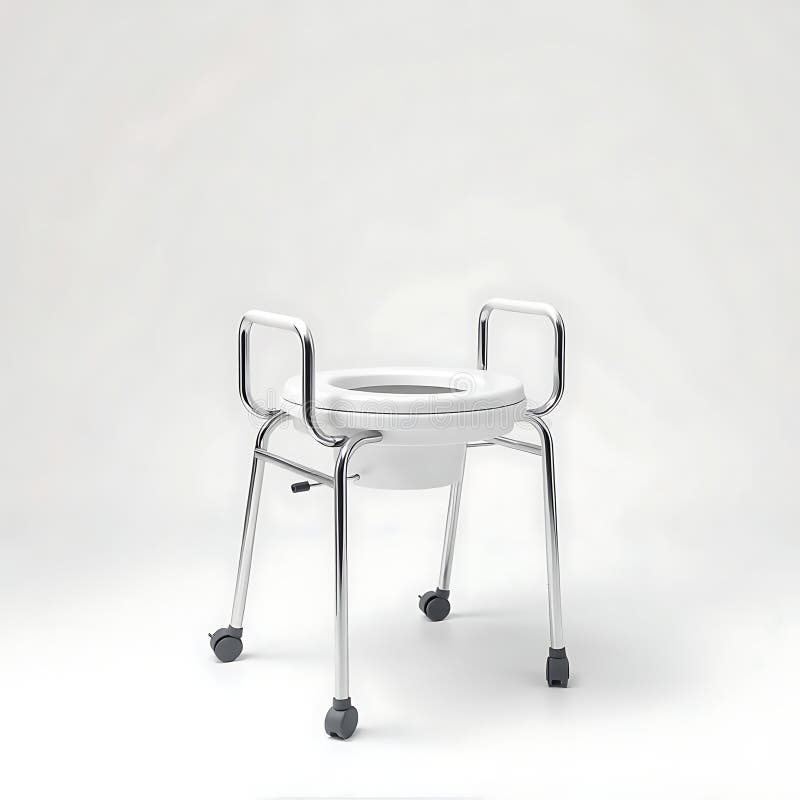 A Hospital Commode Chair with Adjustable Legs Placed on a Clean White ...