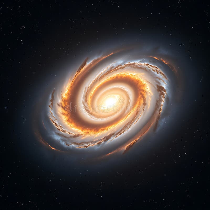 A View of a Distant Galaxy with Glowing Spiral Arms and a Radiant Core ...