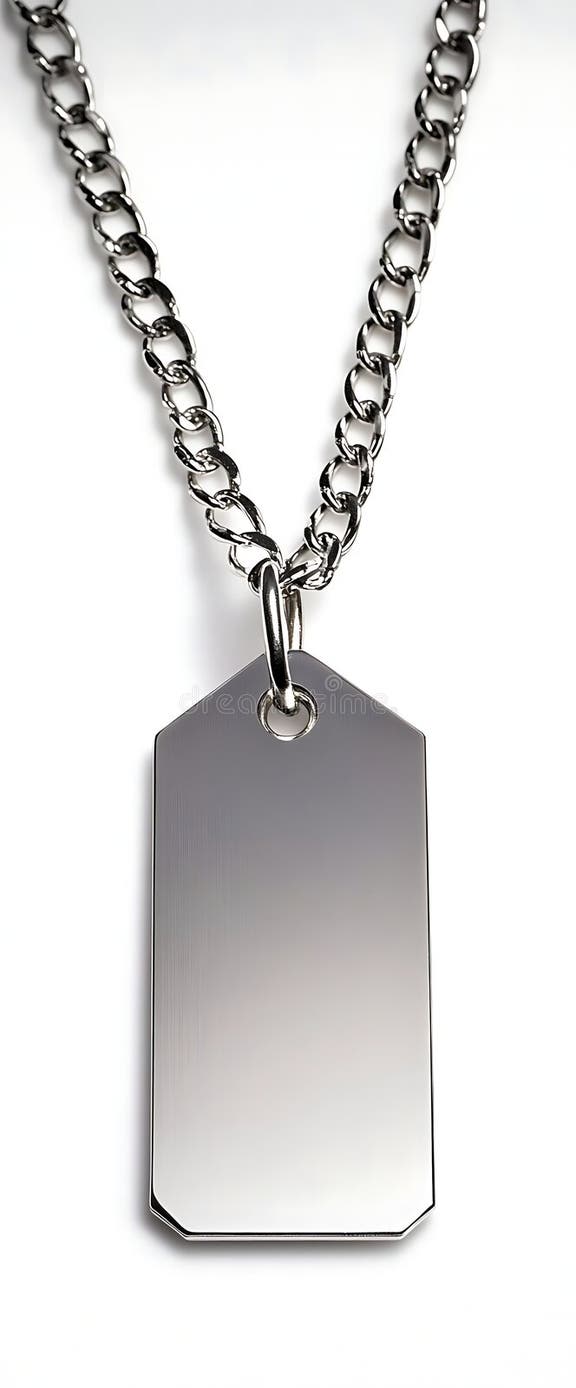 Rectangular Dog Tag on Chain, High-Resolution Product Photography ...