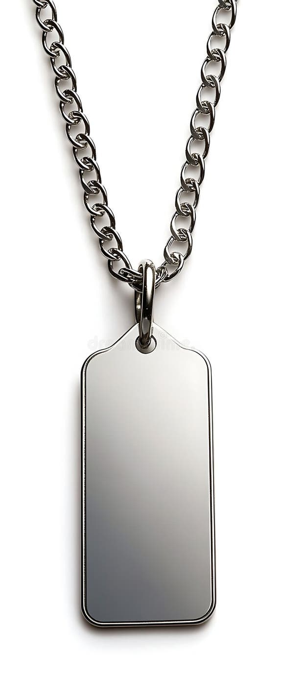 Rectangular Dog Tag on Chain, High-Resolution Product Photography ...