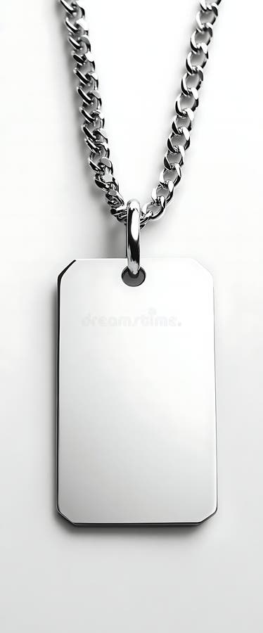 Rectangular Dog Tag on Chain, High-Resolution Product Photography ...