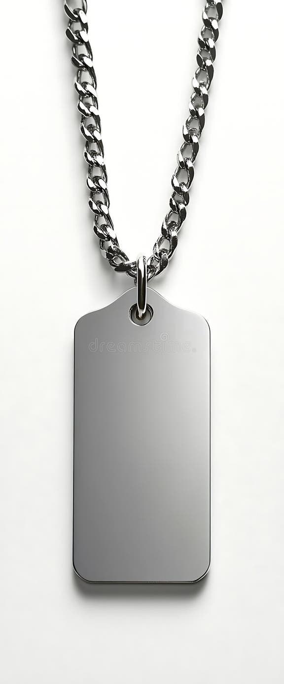 Rectangular Dog Tag on Chain, High-Resolution Product Photography ...