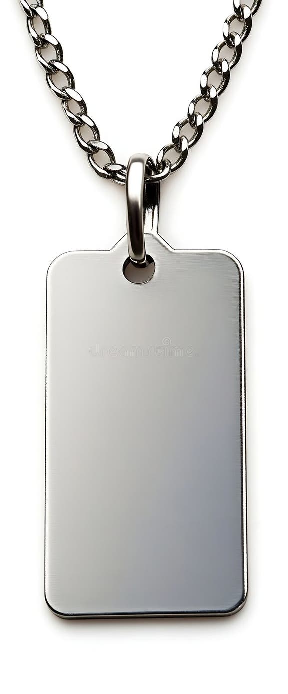Rectangular Dog Tag on Chain, High-Resolution Product Photography ...