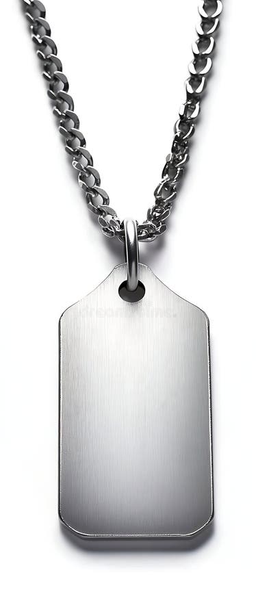 Rectangular Dog Tag on Chain, High-Resolution Product Photography ...