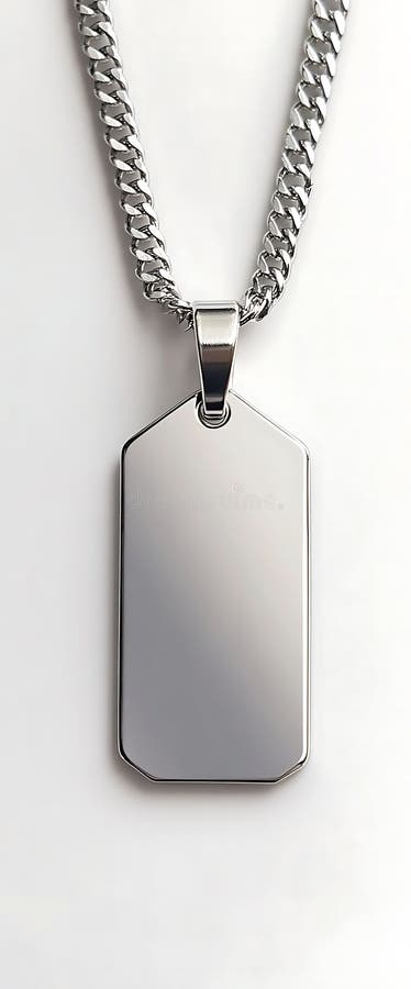 Rectangular Dog Tag on Chain, High-Resolution Product Photography ...