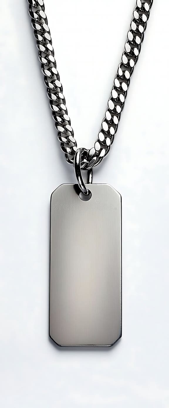 Rectangular Dog Tag on Chain, High-Resolution Product Photography ...