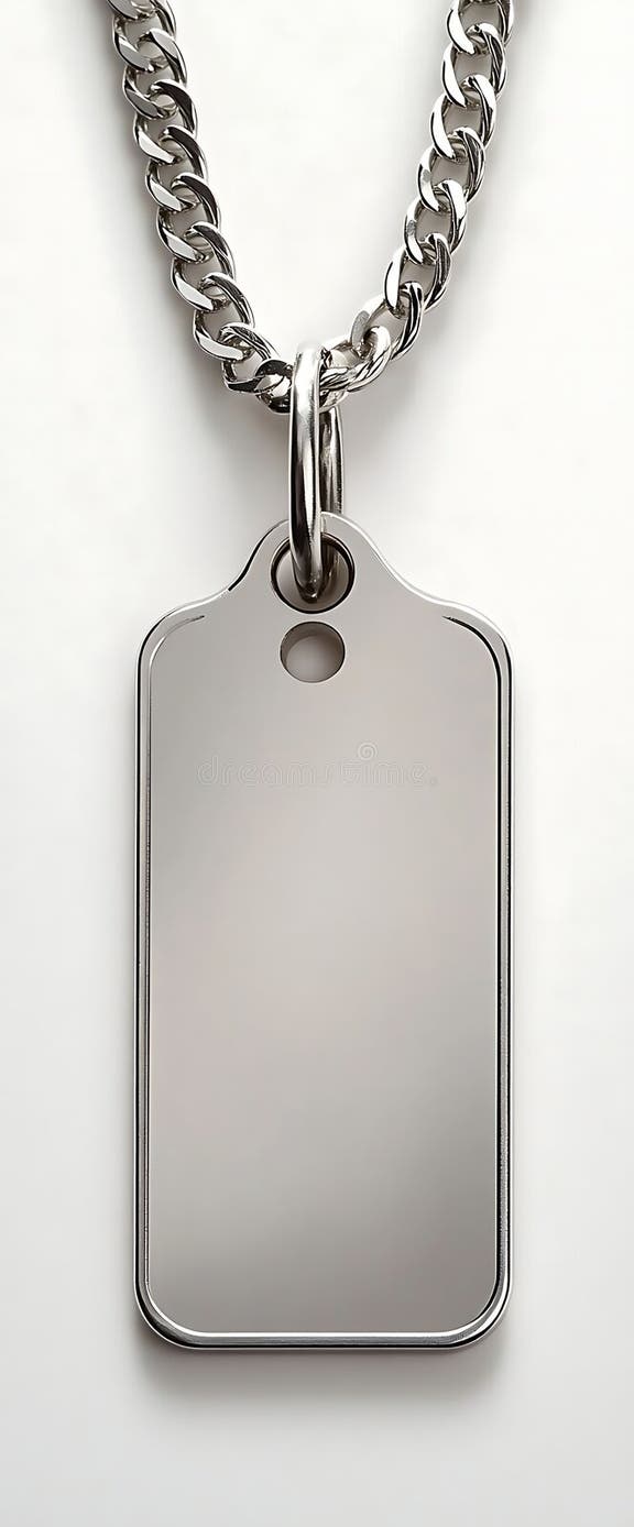 Rectangular Dog Tag on Chain, High-Resolution Product Photography ...
