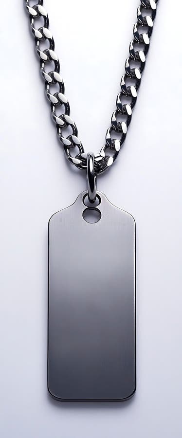 Rectangular Dog Tag on Chain, High-Resolution Product Photography ...