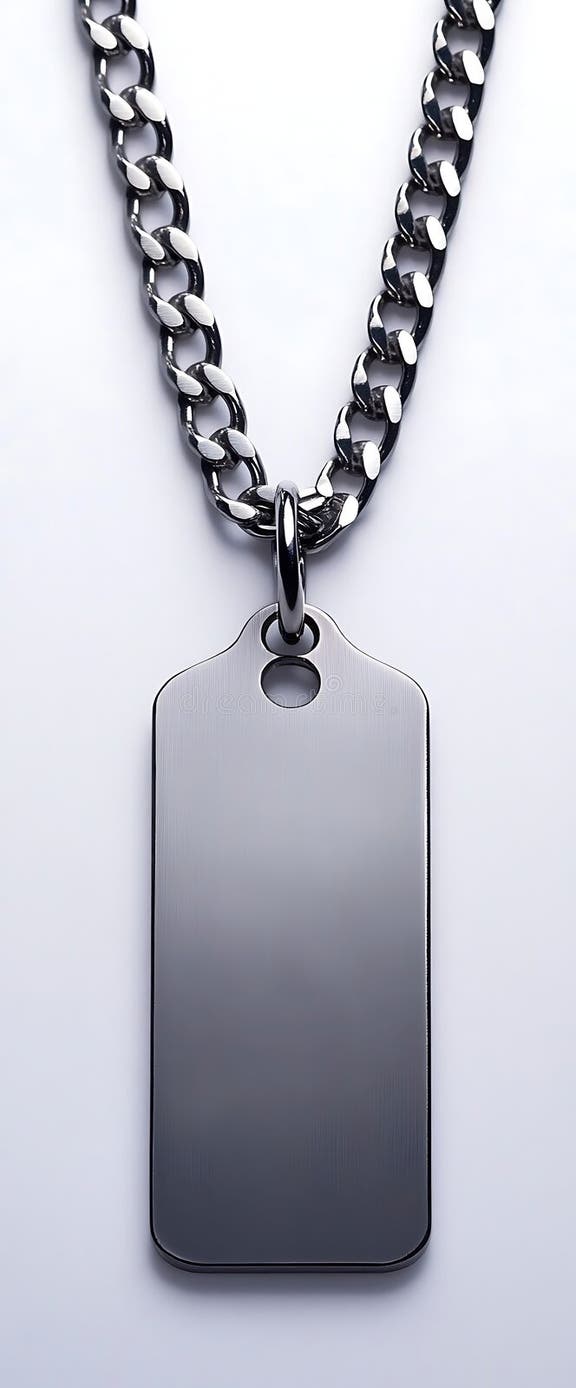 Rectangular Dog Tag on Chain, High-Resolution Product Photography ...