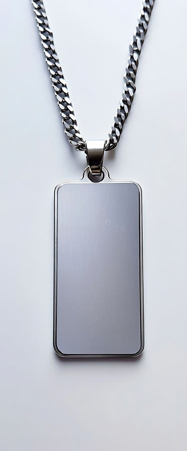 Rectangular Dog Tag on Chain, High-Resolution Product Photography ...