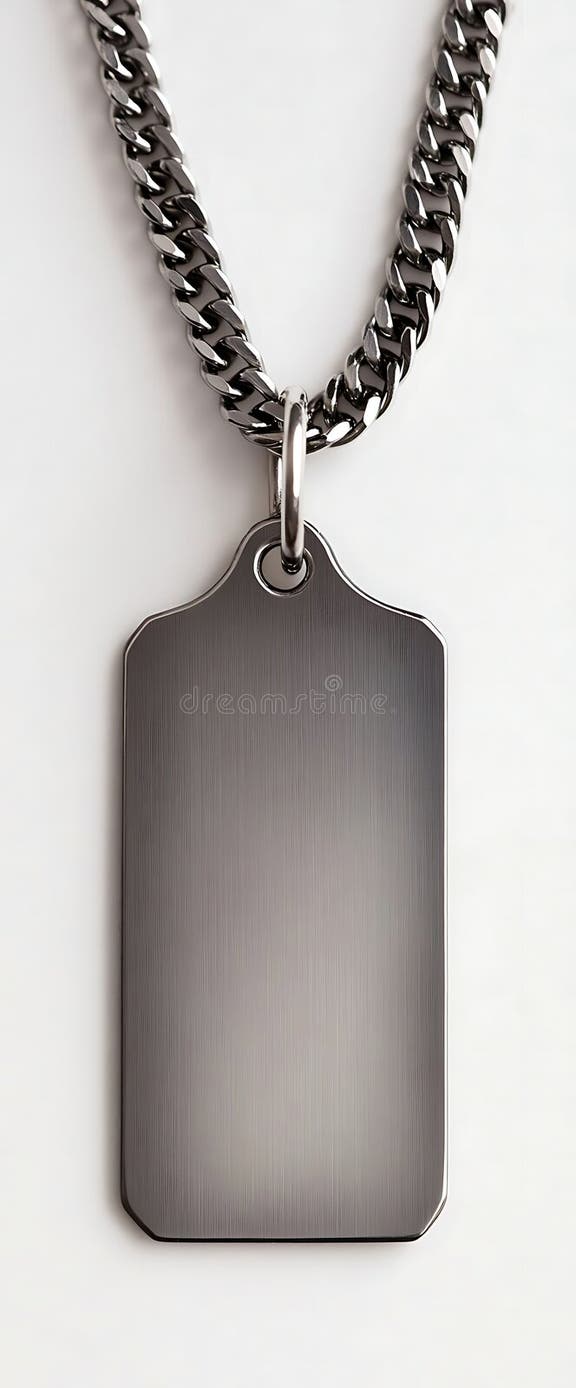 Rectangular Dog Tag on Chain, High-Resolution Product Photography ...
